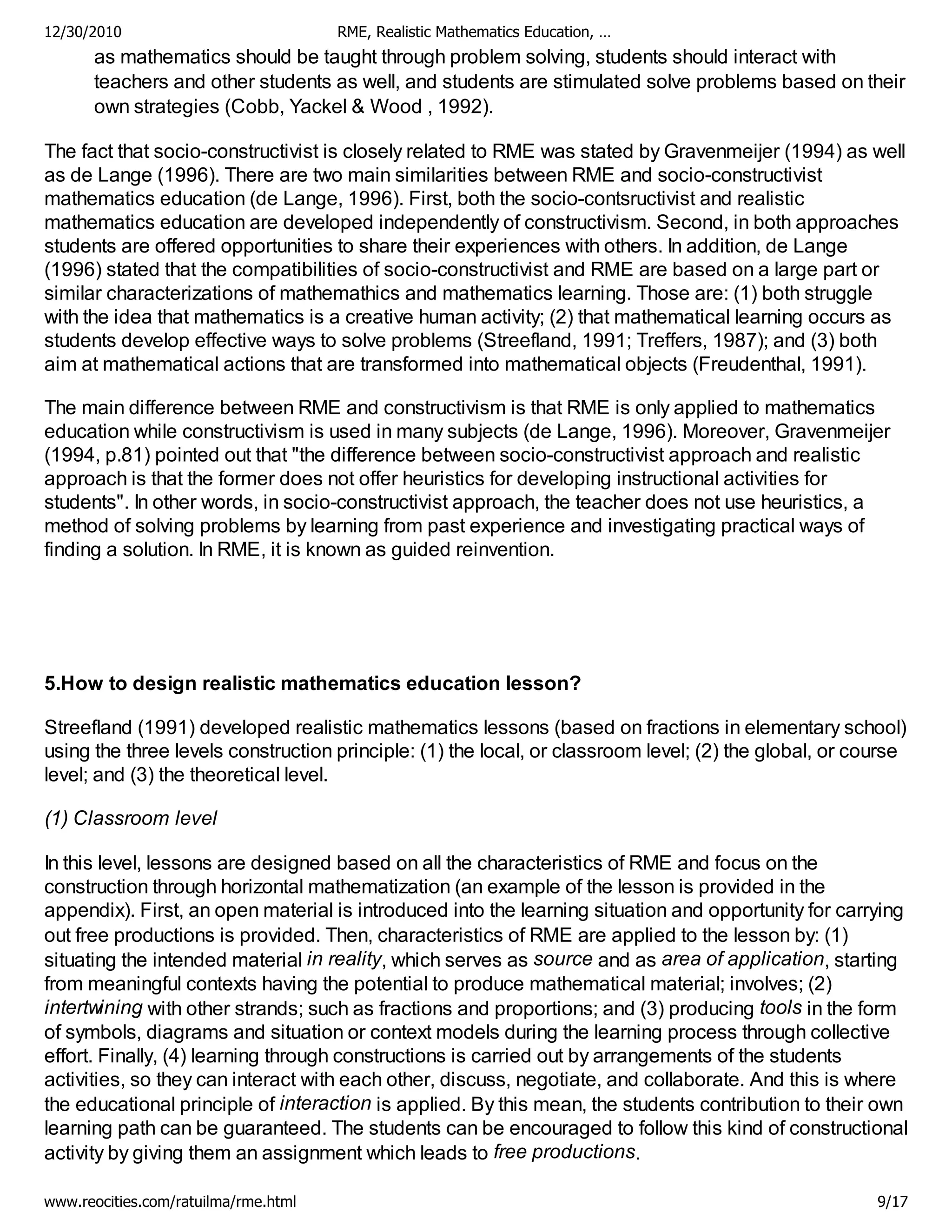 Rme realistic-mathematics-education-literature-review | PDF