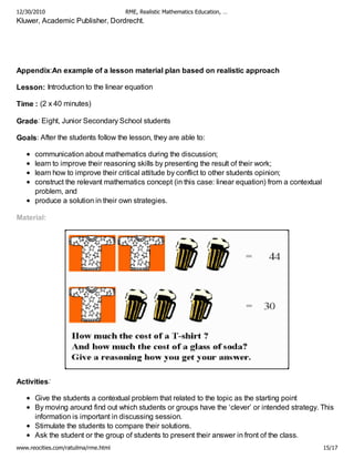 Rme realistic-mathematics-education-literature-review | PDF