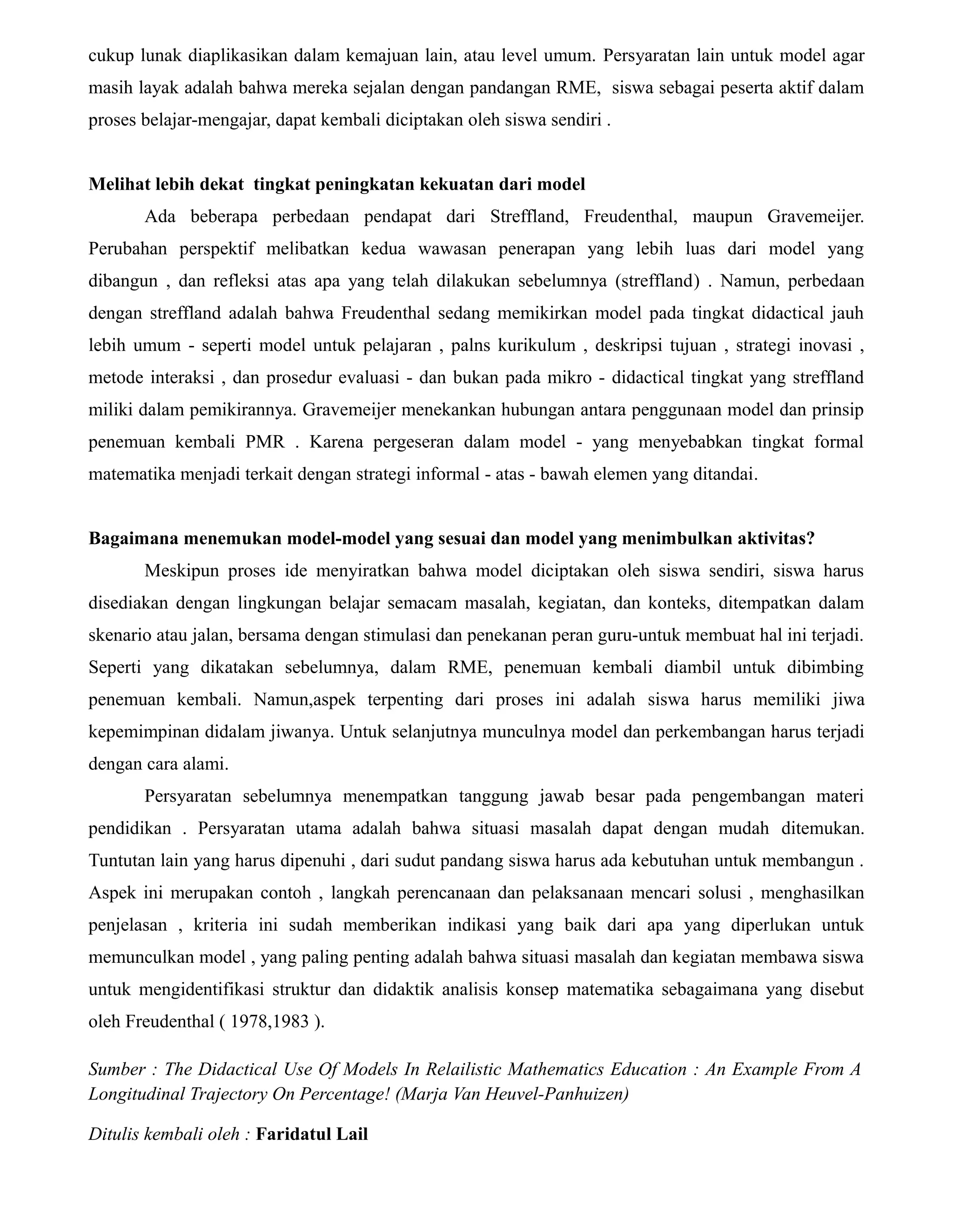RME and The Didactical Use Of Models | PDF