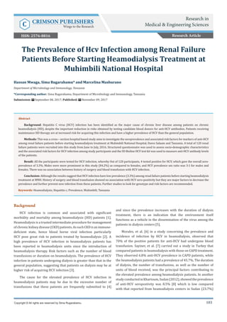 The Prevalence of Hcv Infection among Renal Failure Patients Before ...