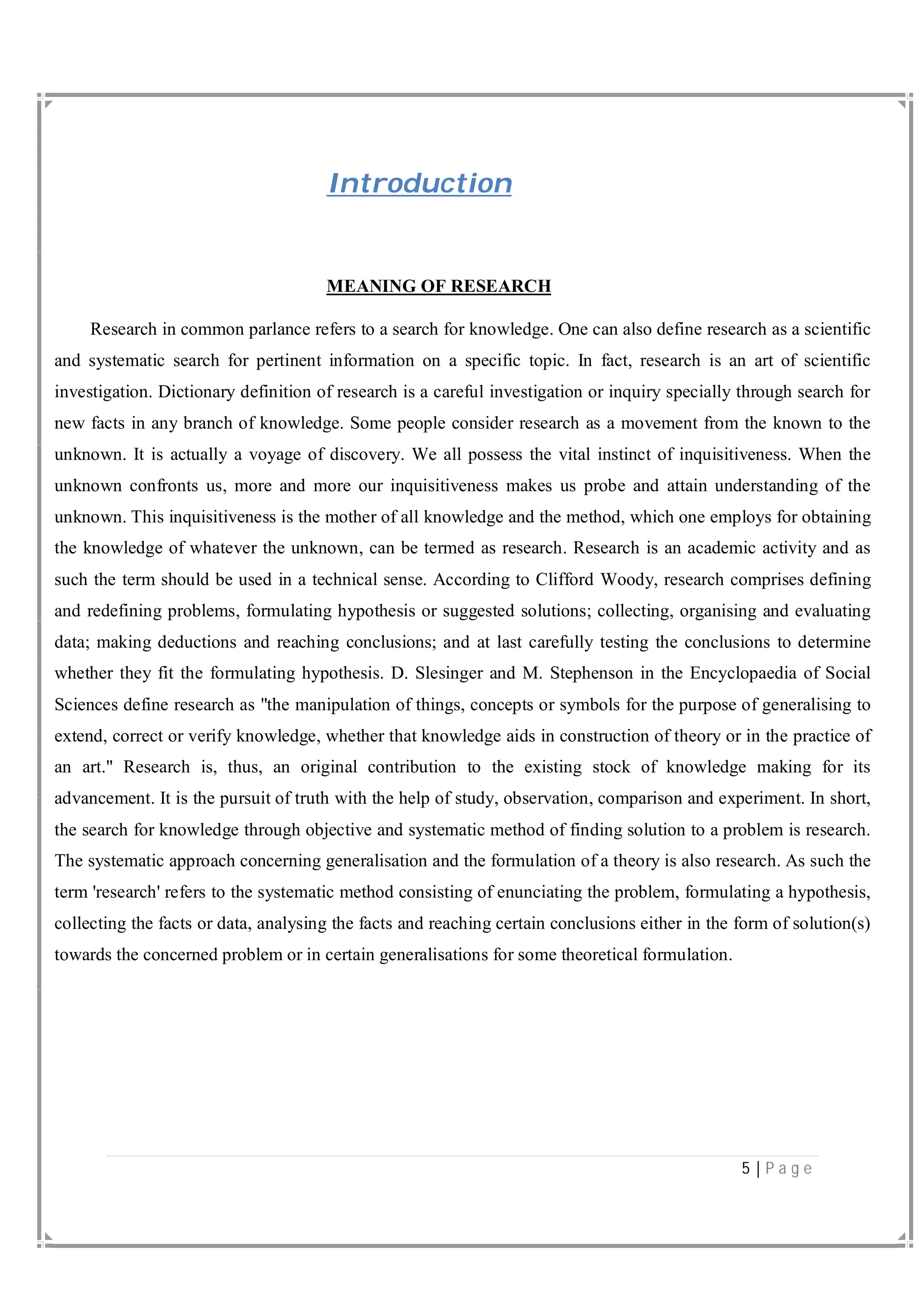 Project Report on Research Methodology | PDF