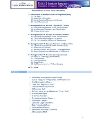 Course Outline - Records Management Procedures for Managing Corporate ...