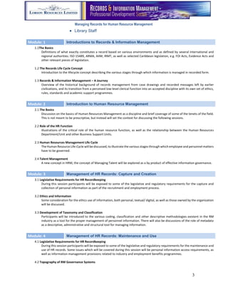 Course Outline - Records Management Procedures for Managing Corporate ...