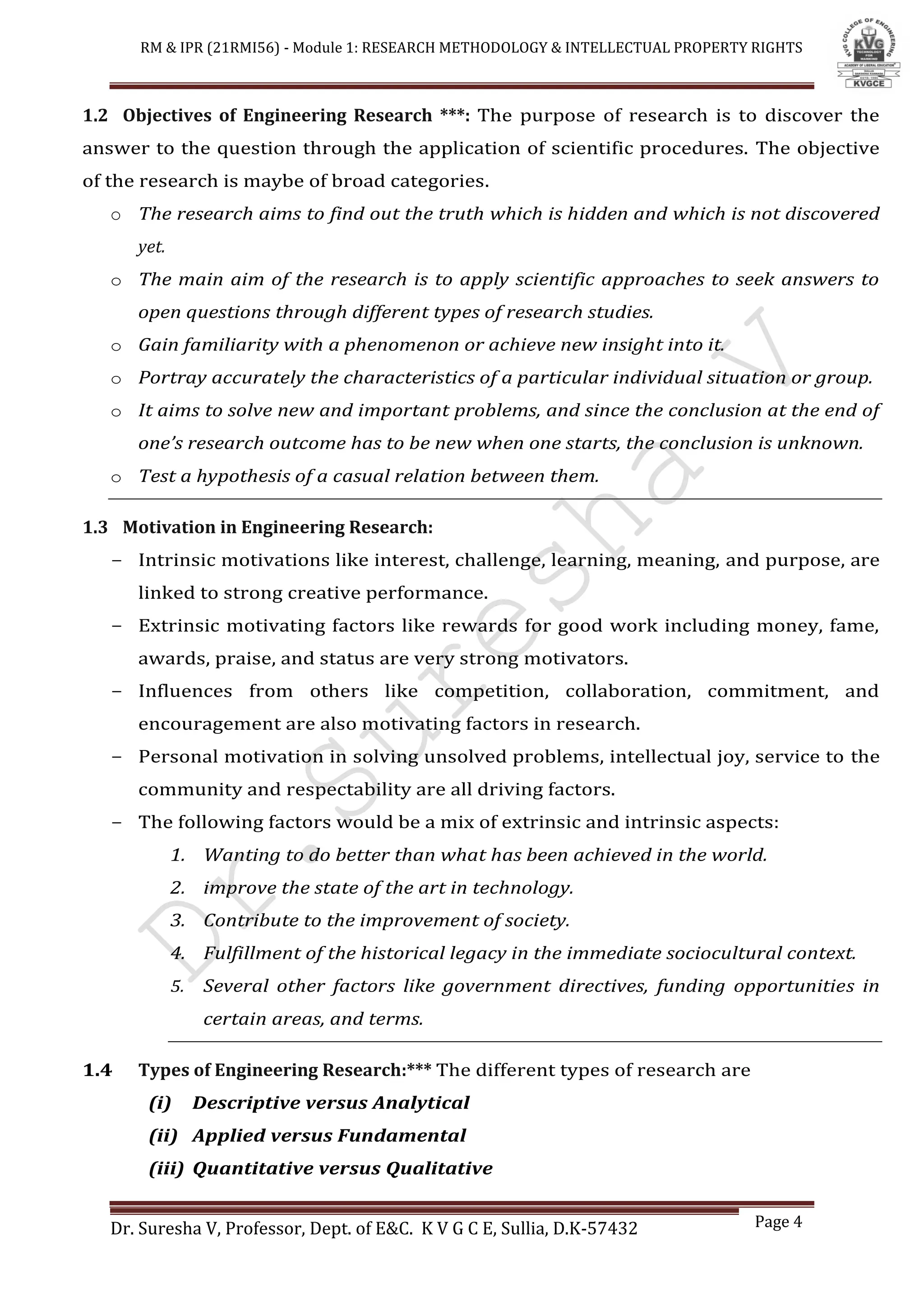RM&IPR-21RMI56 - Module 1- by Dr. Suresha Vdf | PDF