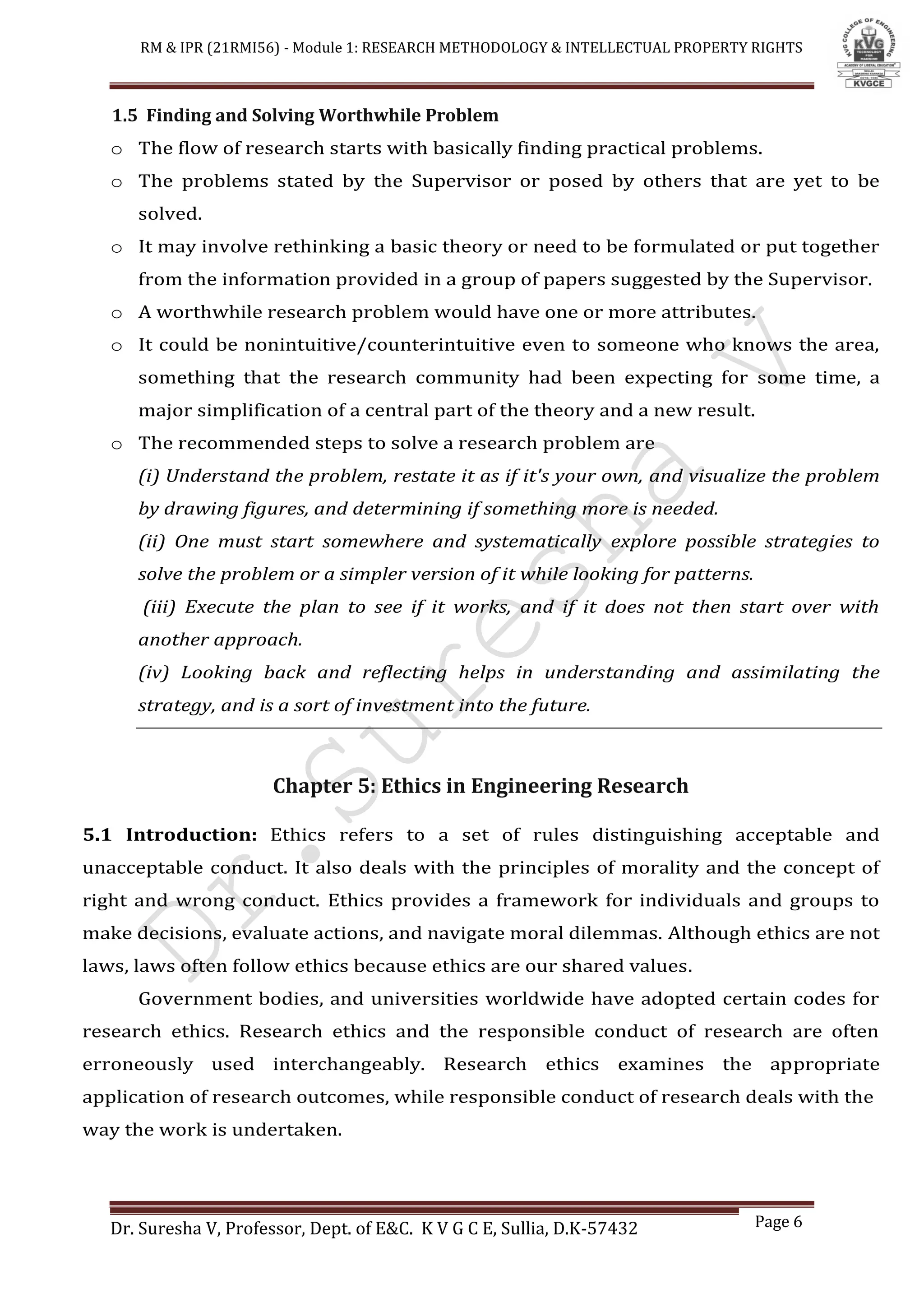 RM&IPR-21RMI56 - Module 1- by Dr. Suresha Vdf | PDF