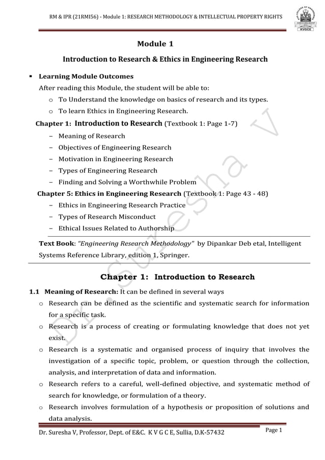 RM&IPR-21RMI56 - Module 1- by Dr. Suresha Vdf | PDF | Science
