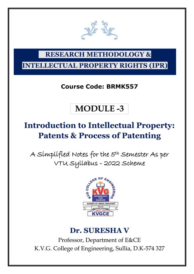 RM & IPR-BRMK557- Module 3-final by Dr.Suresha V.pdf | Industrial Property | Real Estate