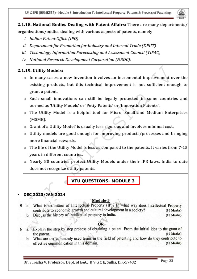 RM & IPR-BRMK557- Module 3-final by Dr.Suresha V.pdf | Industrial Property | Real Estate