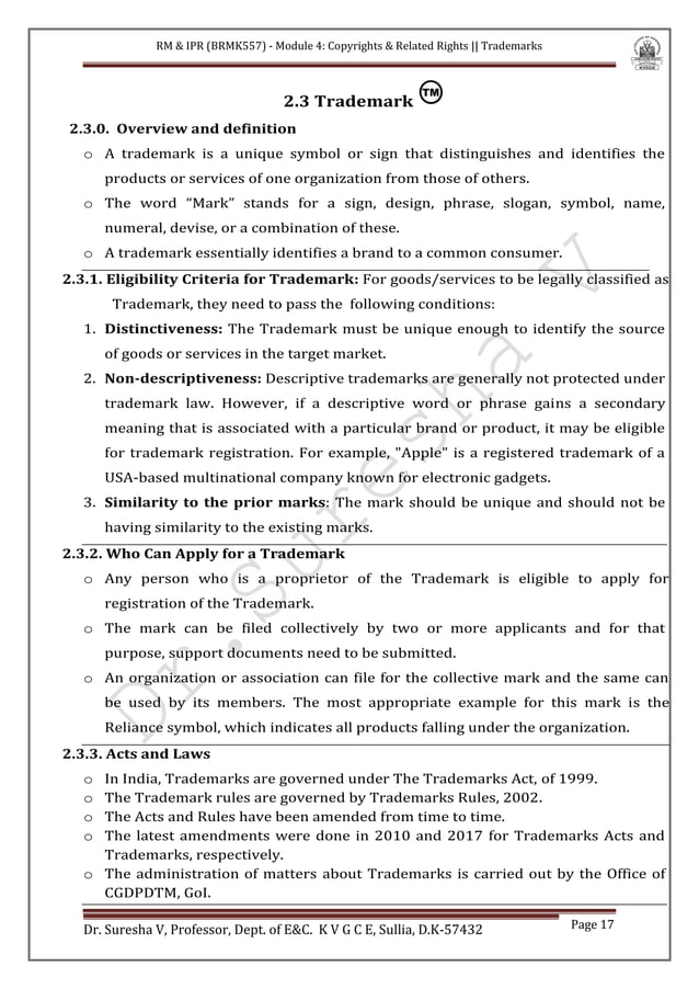 RM & IPR-BRMK557- Module 4-Final by Dr.Suresha V.pdf | Law