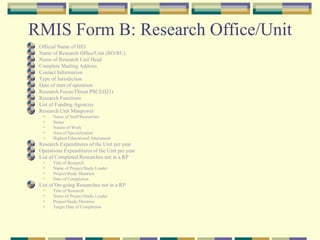 CHED RMIS Orientation | PPT | Business and Finance
