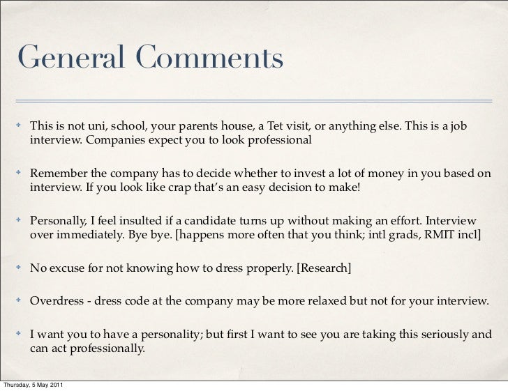 RMIT - talk on job interviews