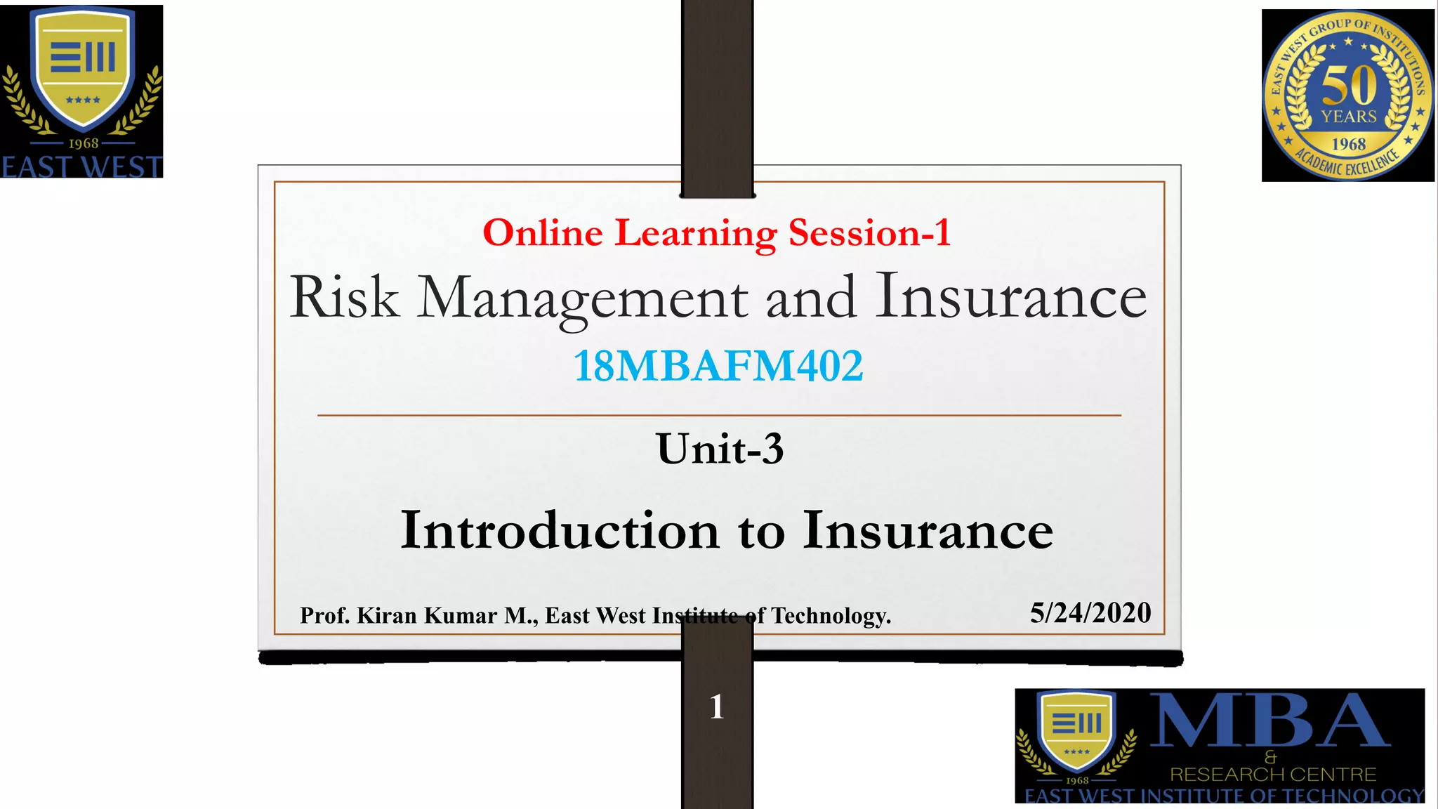 RMI Unit 3 Introduction to Insurance. | PDF