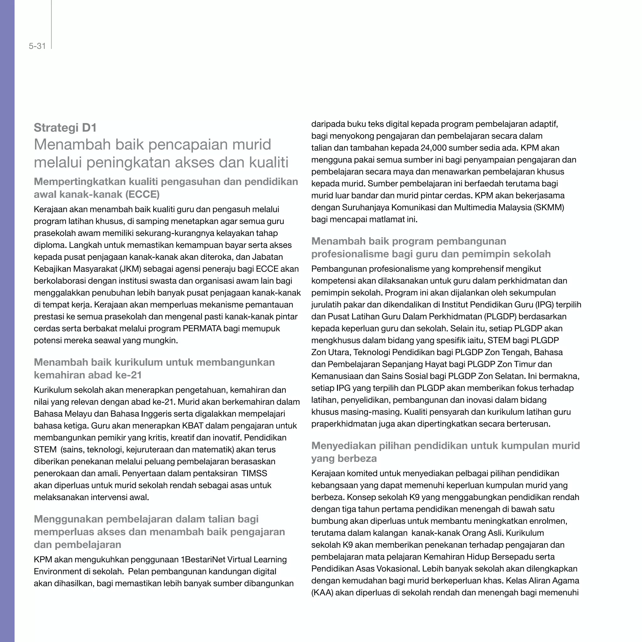 Rancangan Malaysia Ke-11: Bab 5 - Pembangunan Modal Insan | PDF