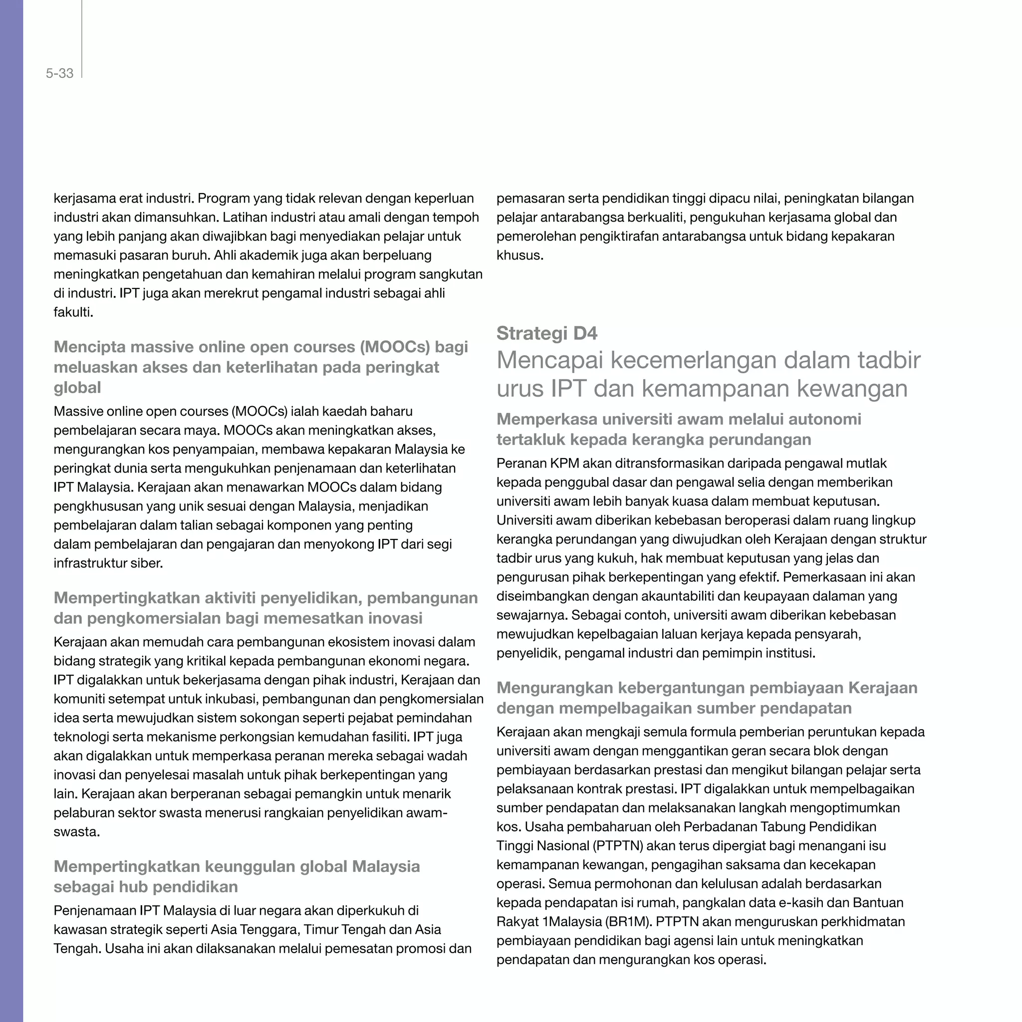 Rancangan Malaysia Ke-11: Bab 5 - Pembangunan Modal Insan | PDF