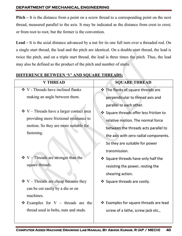 COMPUTER AIDED MACHINE DRAWING LAB MANUAL | PDF | Drawing and Sketching ...
