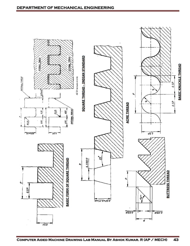 COMPUTER AIDED MACHINE DRAWING LAB MANUAL | PDF | Drawing and Sketching ...