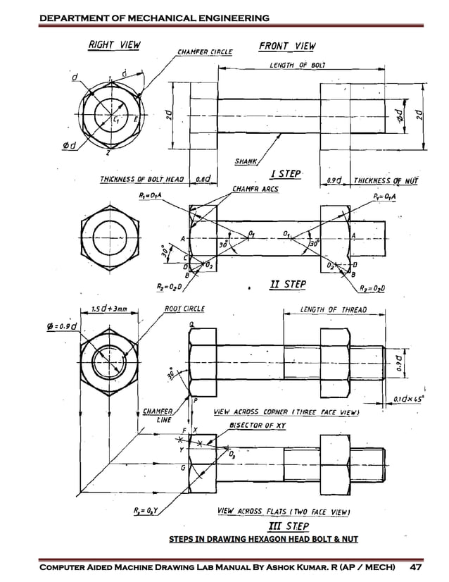 COMPUTER AIDED MACHINE DRAWING LAB MANUAL | PDF | Drawing and Sketching ...