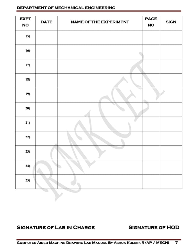 COMPUTER AIDED MACHINE DRAWING LAB MANUAL | PDF | Drawing and Sketching ...