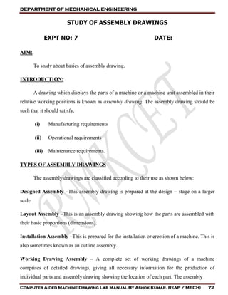 COMPUTER AIDED MACHINE DRAWING LAB MANUAL | PDF
