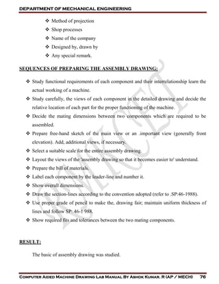 COMPUTER AIDED MACHINE DRAWING LAB MANUAL | PDF