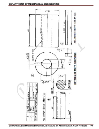 COMPUTER AIDED MACHINE DRAWING LAB MANUAL | PDF