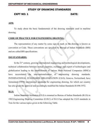 COMPUTER AIDED MACHINE DRAWING LAB MANUAL | PDF