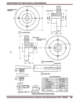 COMPUTER AIDED MACHINE DRAWING LAB MANUAL | PDF