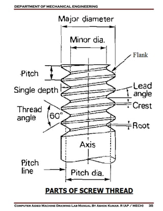 COMPUTER AIDED MACHINE DRAWING LAB MANUAL | PDF