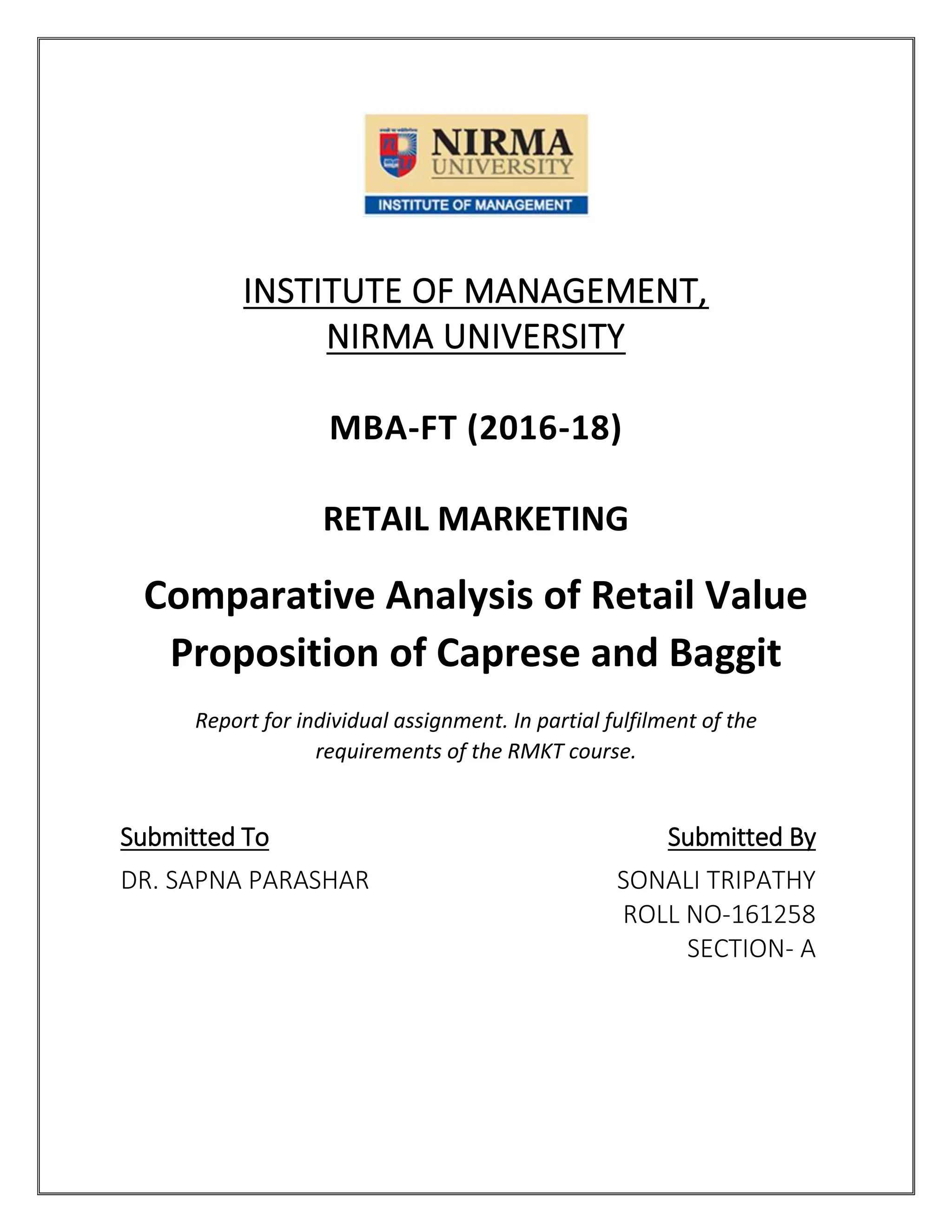 Comparative Analysis of RVP of Caprese and Baggit | PDF