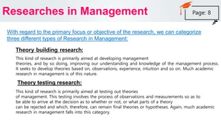 Research Methodology and the Application of Research in Management | PPTX