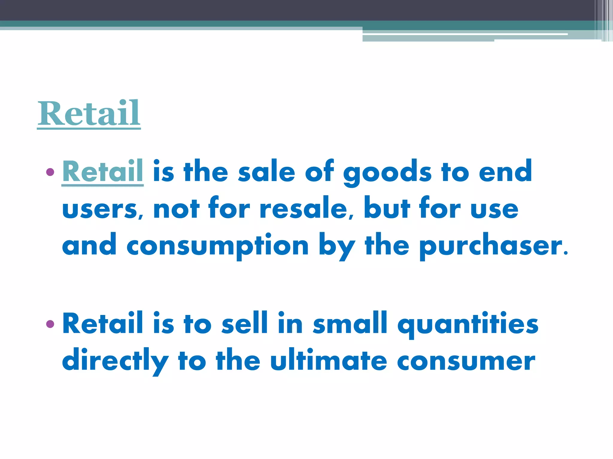 Retail Marketing Management- INTRODUCTION | PPT