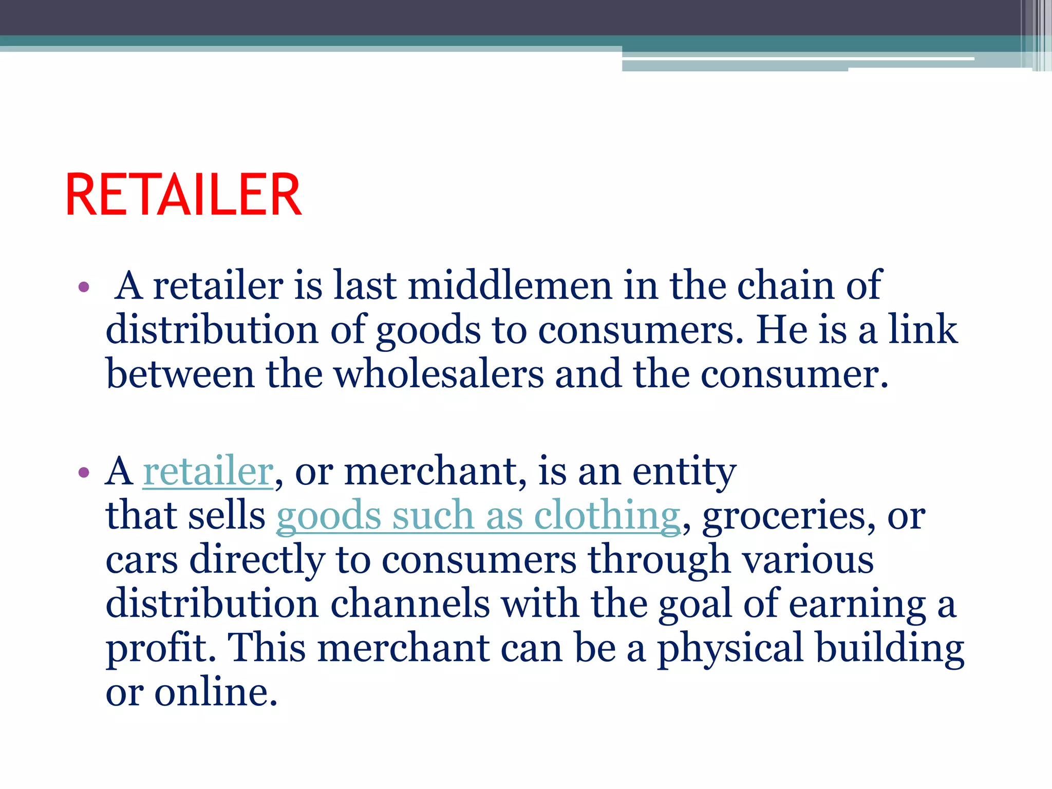 Retail Marketing Management- INTRODUCTION | PPT