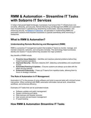 RMM & Automation – Streamline IT Tasks with Solzorro IT Services.docx