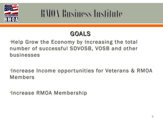 Veterans Initiative Panel: RMOA Business Institute Overview | PPT