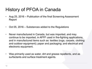 Risk Management of Per- and Polyfluoroalkyl substances in Canada | PPTX