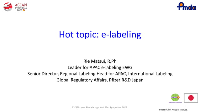 RMP e-labeling for medicine, japan aplication | PPT