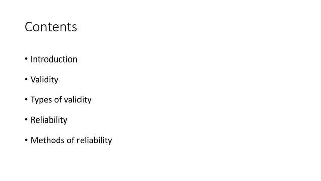 Validity and Reliability - Research Mangement | PPTX