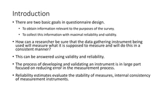 Validity and Reliability - Research Mangement | PPTX