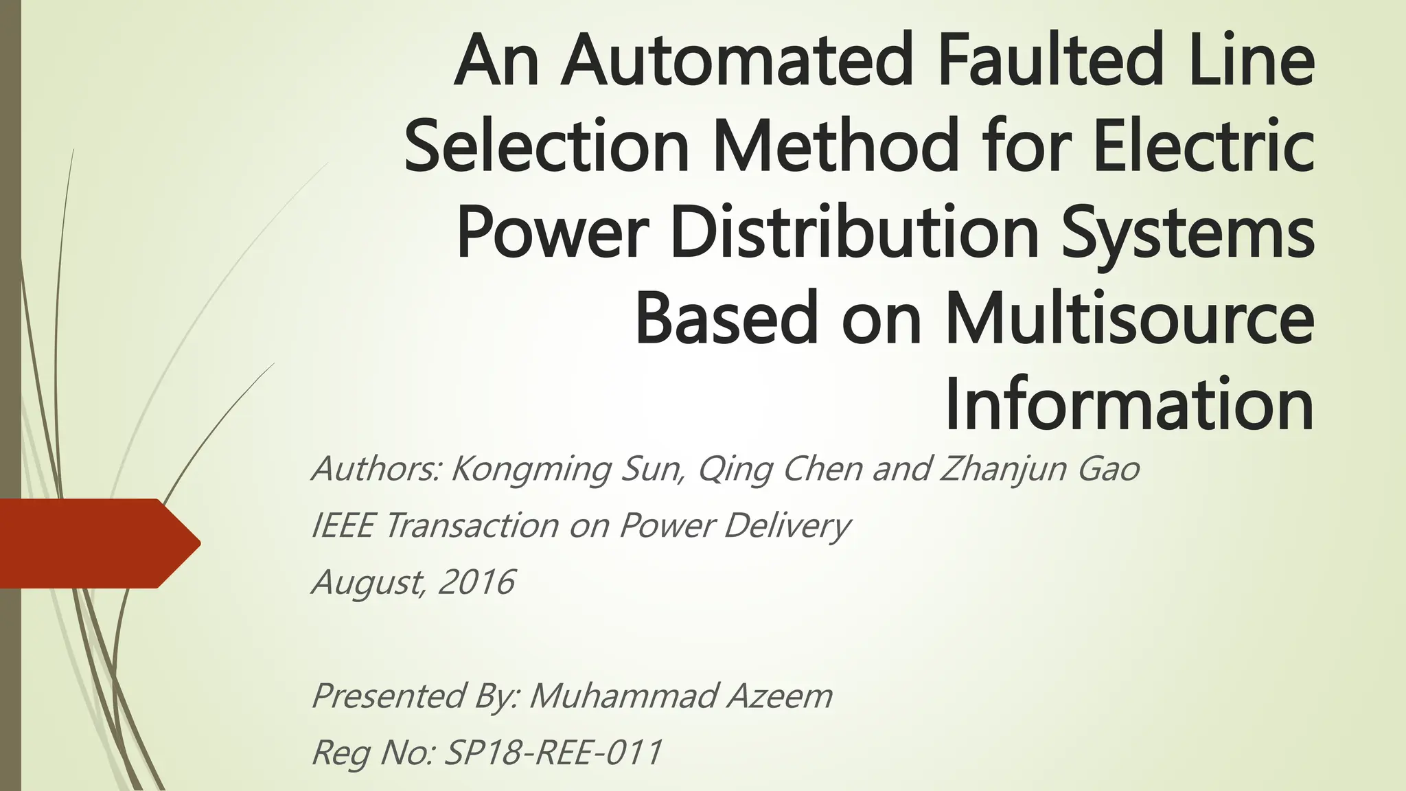 Faulted Line selection Method for electric power system | PPT