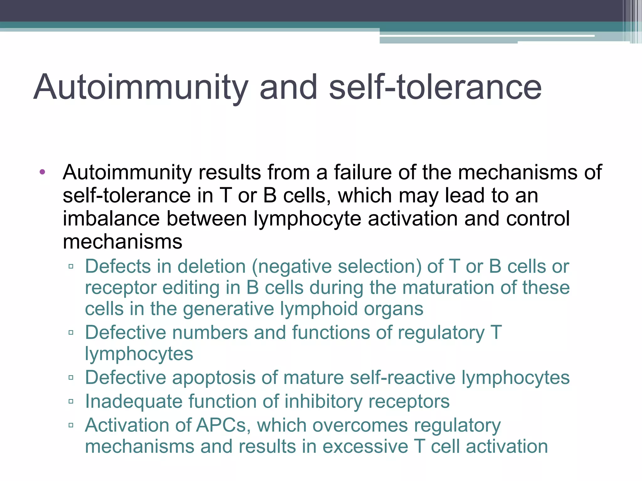 Principles of tolerance and autoimmune diseases | PPTX