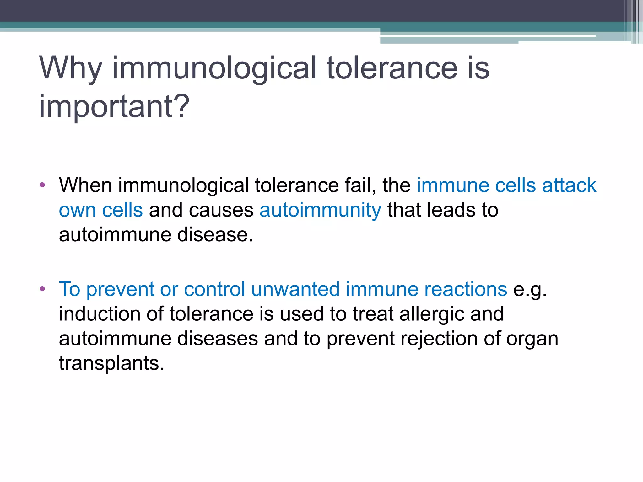 Principles of tolerance and autoimmune diseases | PPTX