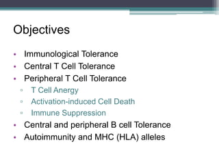 Principles of tolerance and autoimmune diseases | PPTX