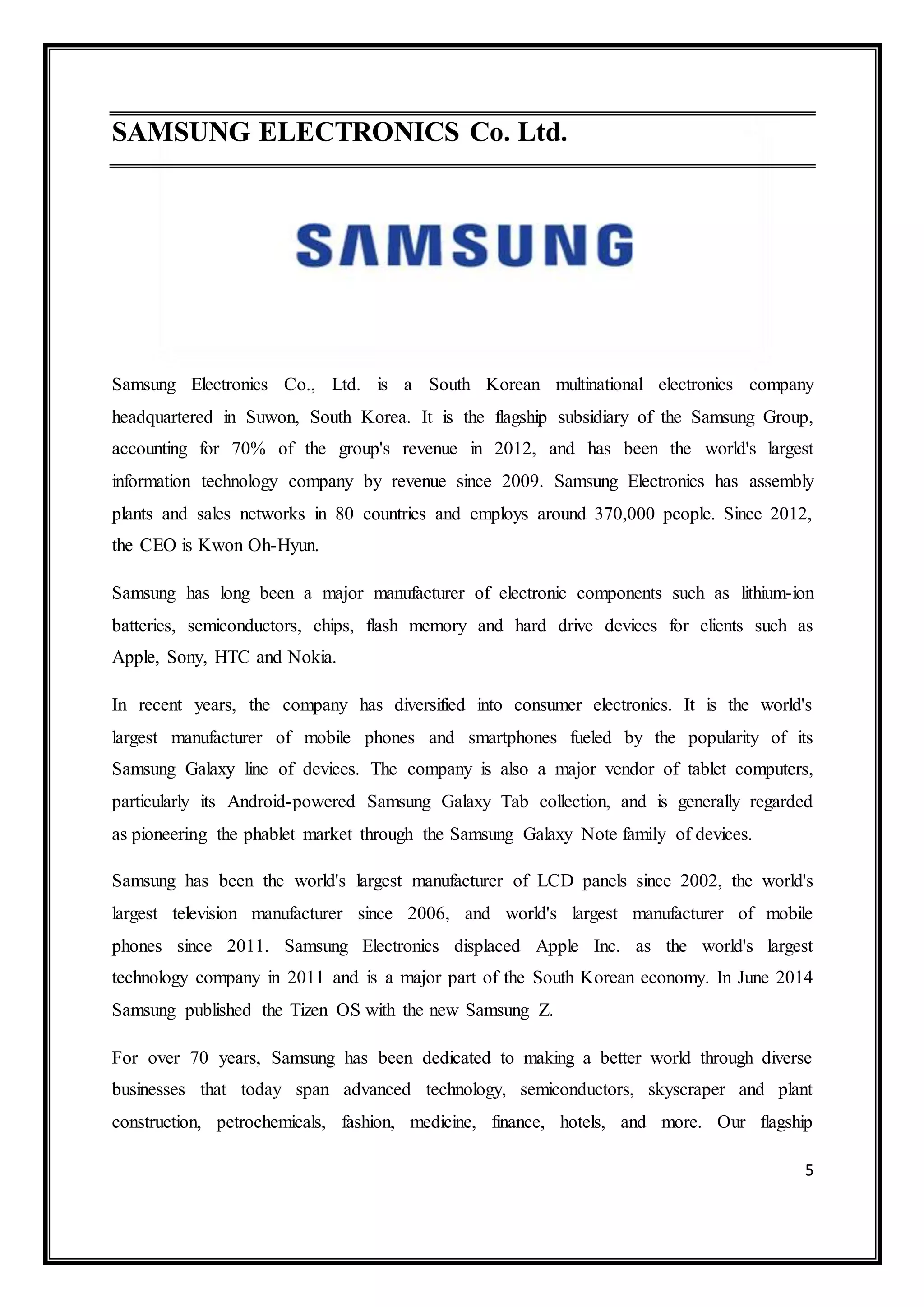 Research Methodology of Samsung Electronics Co. Ltd (Analysis of ...