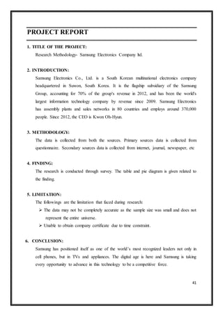 Research Methodology of Samsung Electronics Co. Ltd (Analysis of ...
