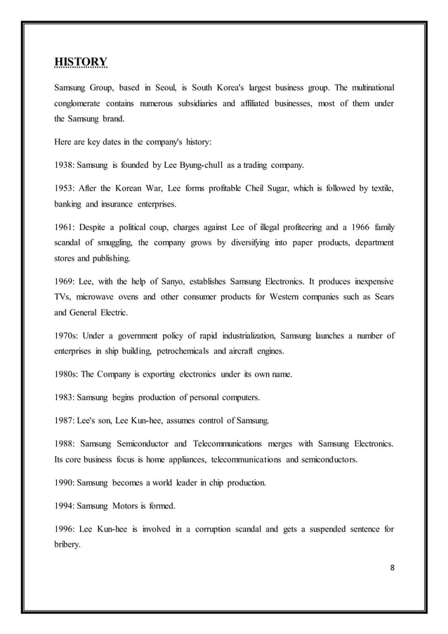 Research Methodology of Samsung Electronics Co. Ltd (Analysis of ...