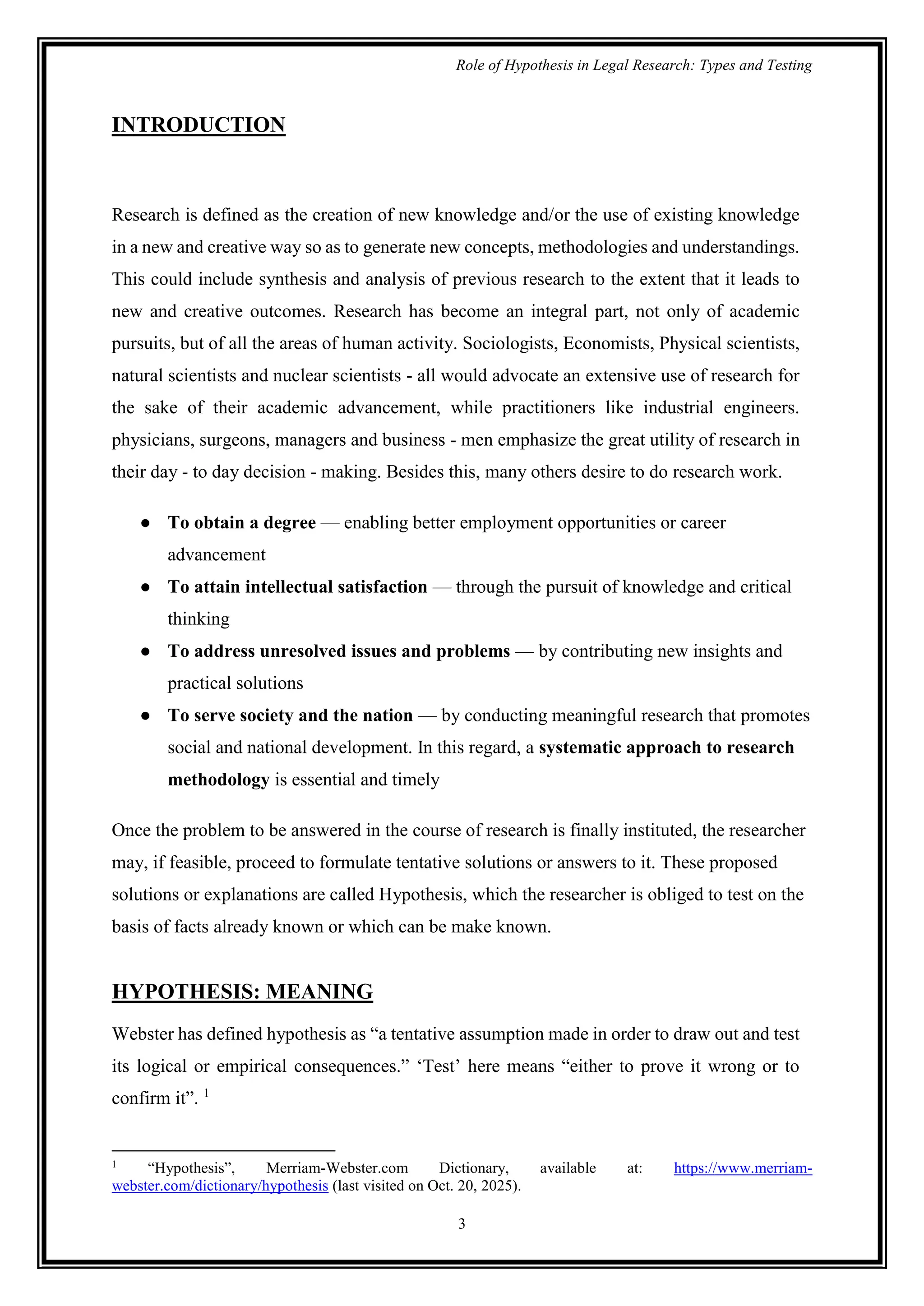 RM project on hypothesis and types of Hyp | PDF