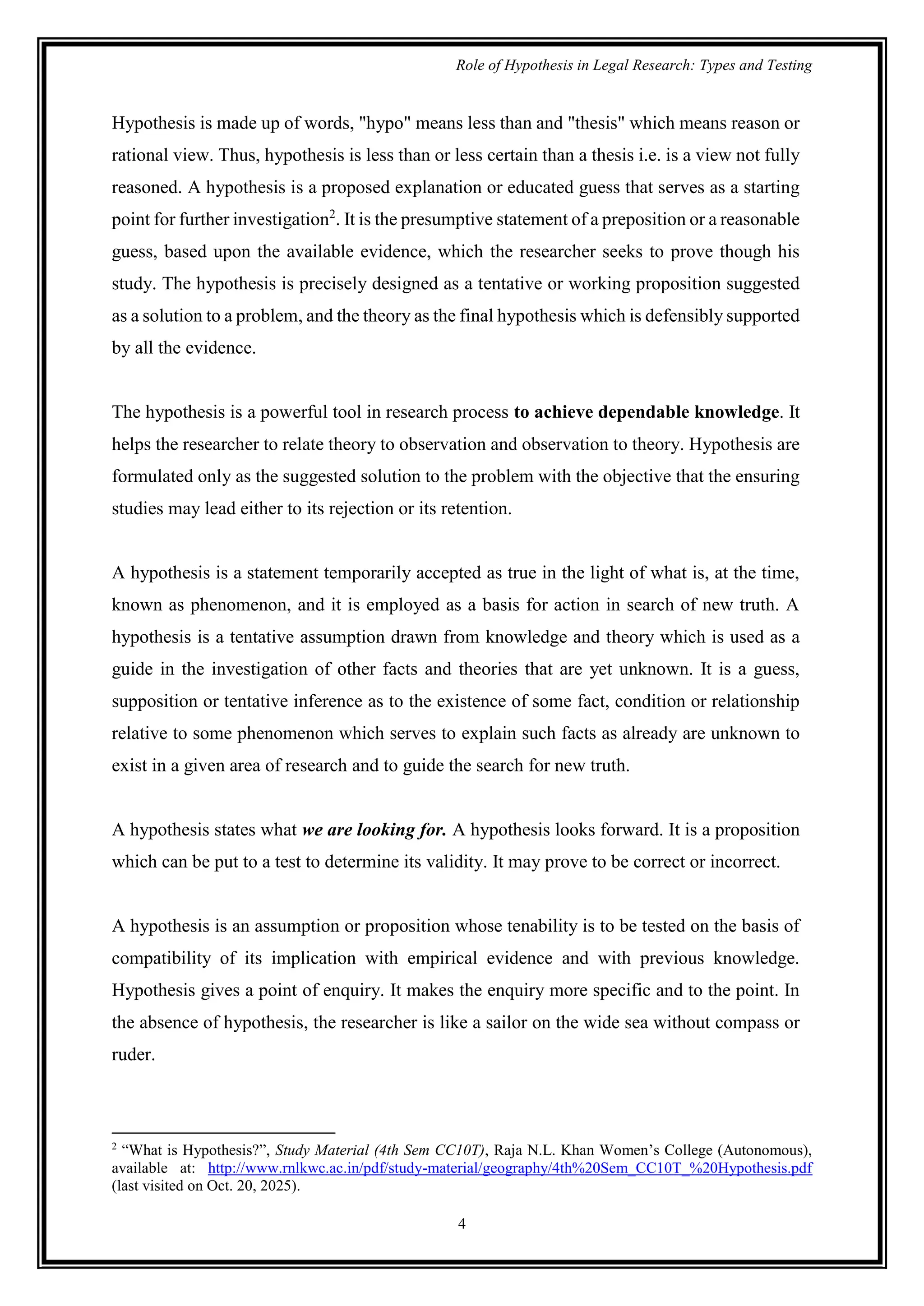 RM project on hypothesis and types of Hyp | PDF