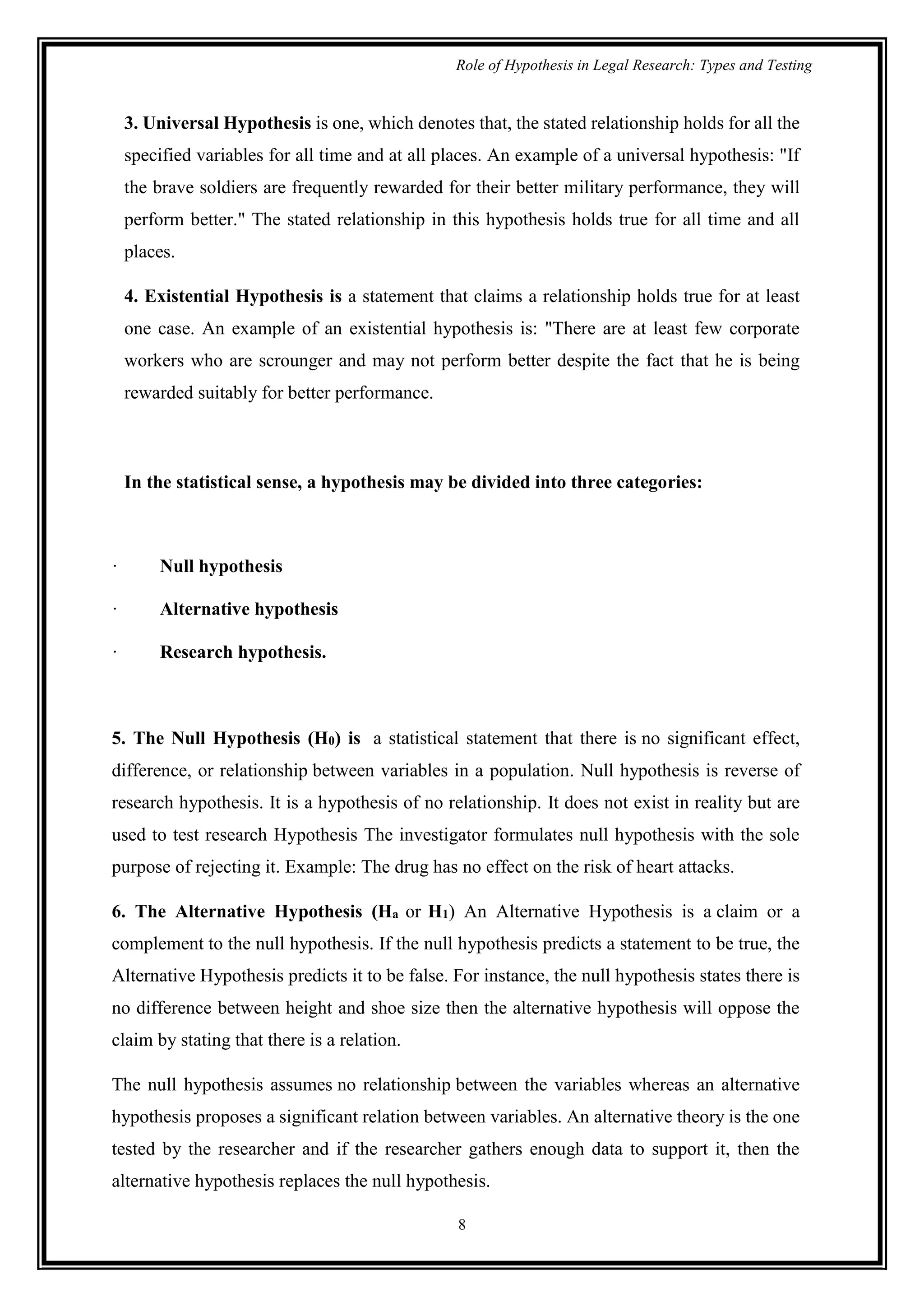 RM project on hypothesis and types of Hyp | PDF