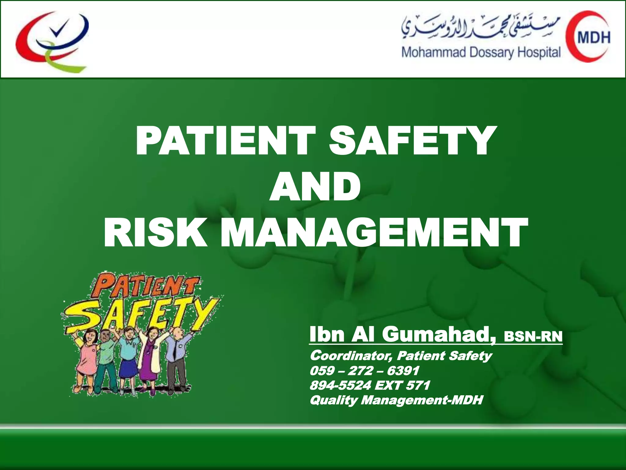 Patient Safety & Risk Management Staff Orientation | PPTX