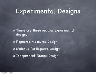 Research Methods in Psychology Sampling and Experimental Design | PDF